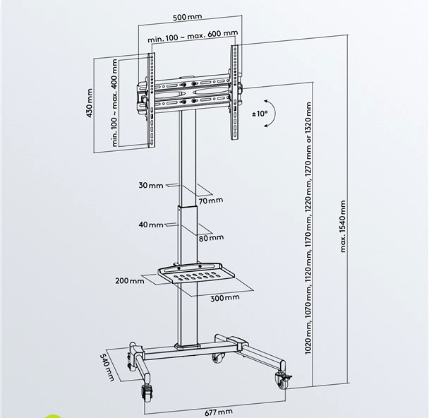 → Universal TV Stander på Hjul 37-70" | Fri Fragt