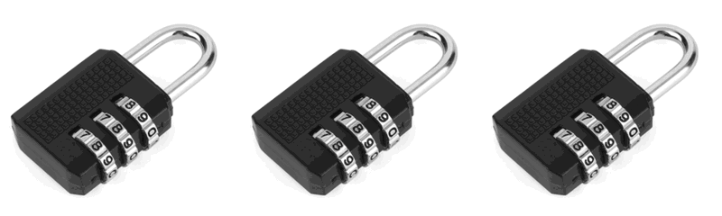 → Pakke med 3 Hængelåse - Kodelås til cykel, kuffert, el-løbehjul ...