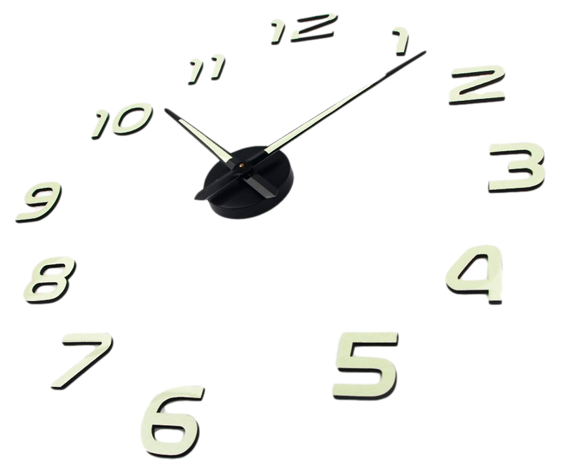 → Selvklæbende Vægur med Selvlysende Tal | Fri Fragt