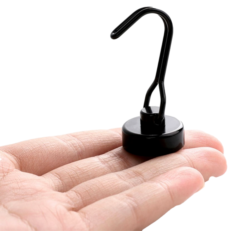 → Magnetisk Krog - 360° Drejbar, Sort, 5kg Bæreevne | Gratis Fragt