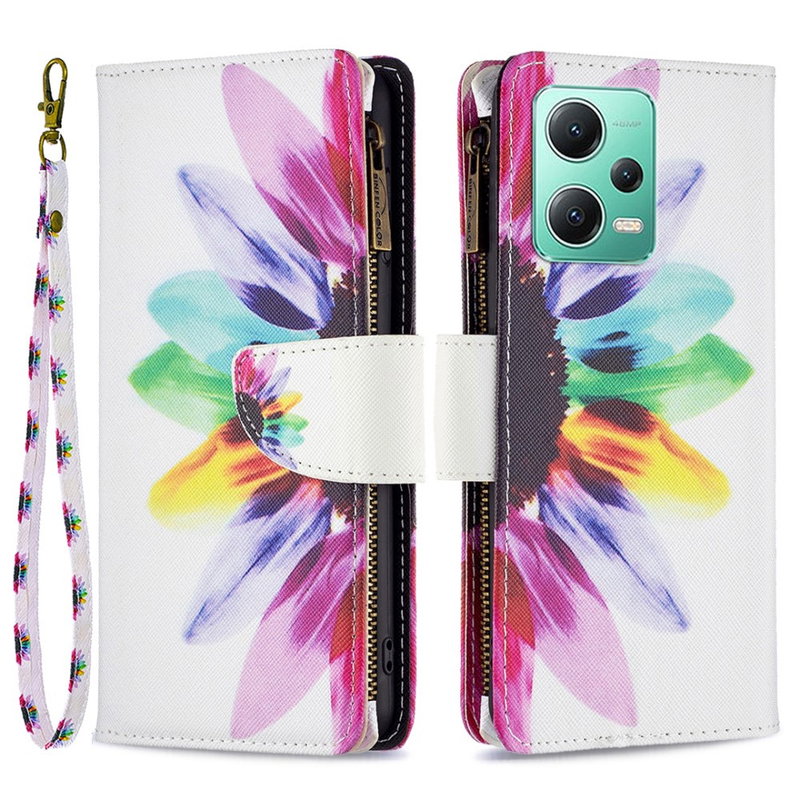 → Multifarvet Solsikke Flip Cover til Xiaomi Redmi Note 12 5G | Gratis ...