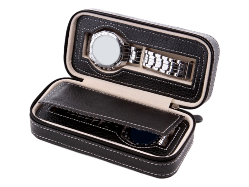 → Læder Urboks til 2 Ure med Lynlås | Gratis Fragt