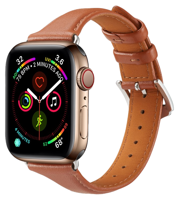 → Tokan Læderrem til Apple Watch 4 - 44mm i Brun - Gratis Fragt