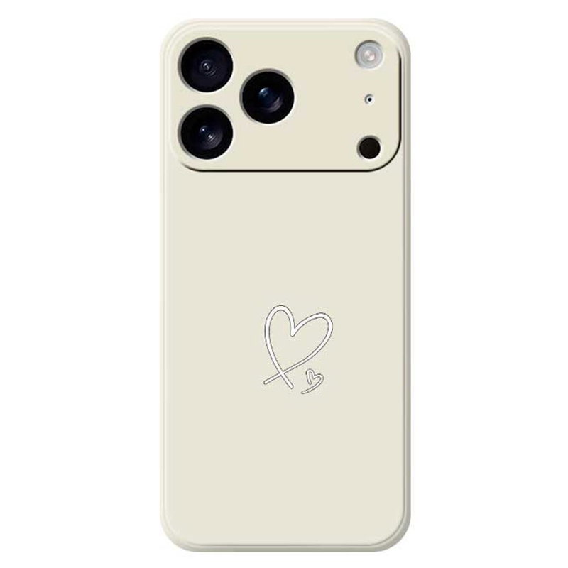 → iPhone 17 Pro Cover Beige med Hjerter - Gratis Fragt