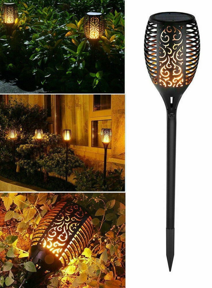 → LED Solcelle Tiki Fakler, Sæt af 4 - Gratis Levering